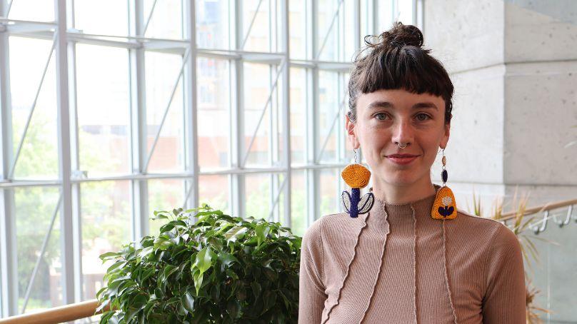 Maker-in-Residence, Callen Maude on the third floor of Millennium Library