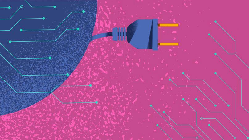 Illustration of a plug on a pink background